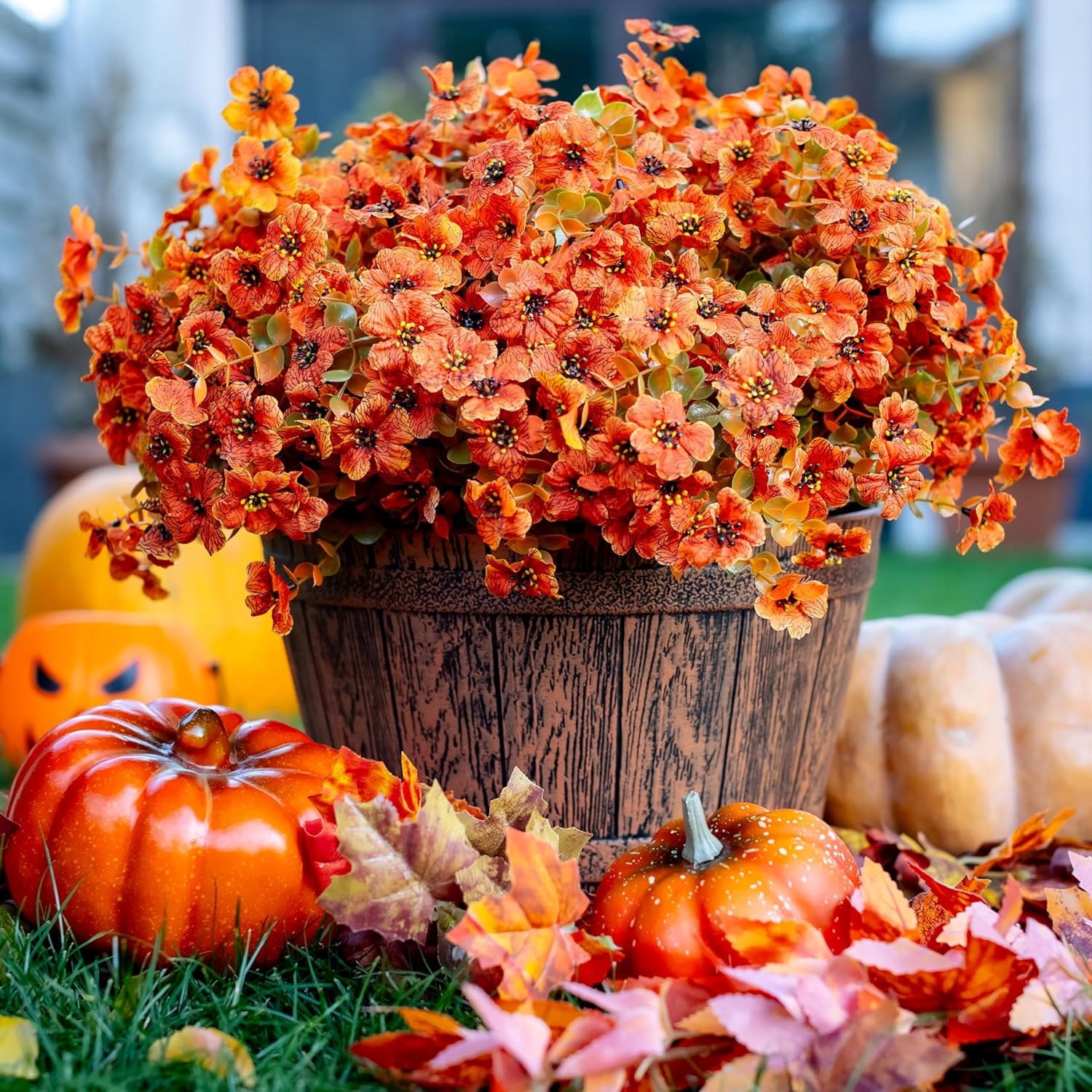 Lyacmy 6 Bundles Artificial Fall Flowers for Outdoors Fake Plants, Faux ...