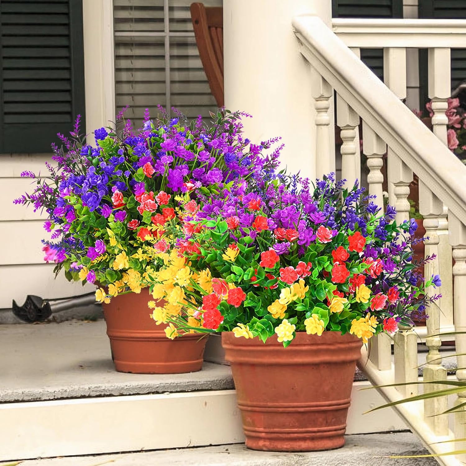 Lyacmy 9 Bundles UV Resistant Artificial Flowers, Colorful Daisy and ...
