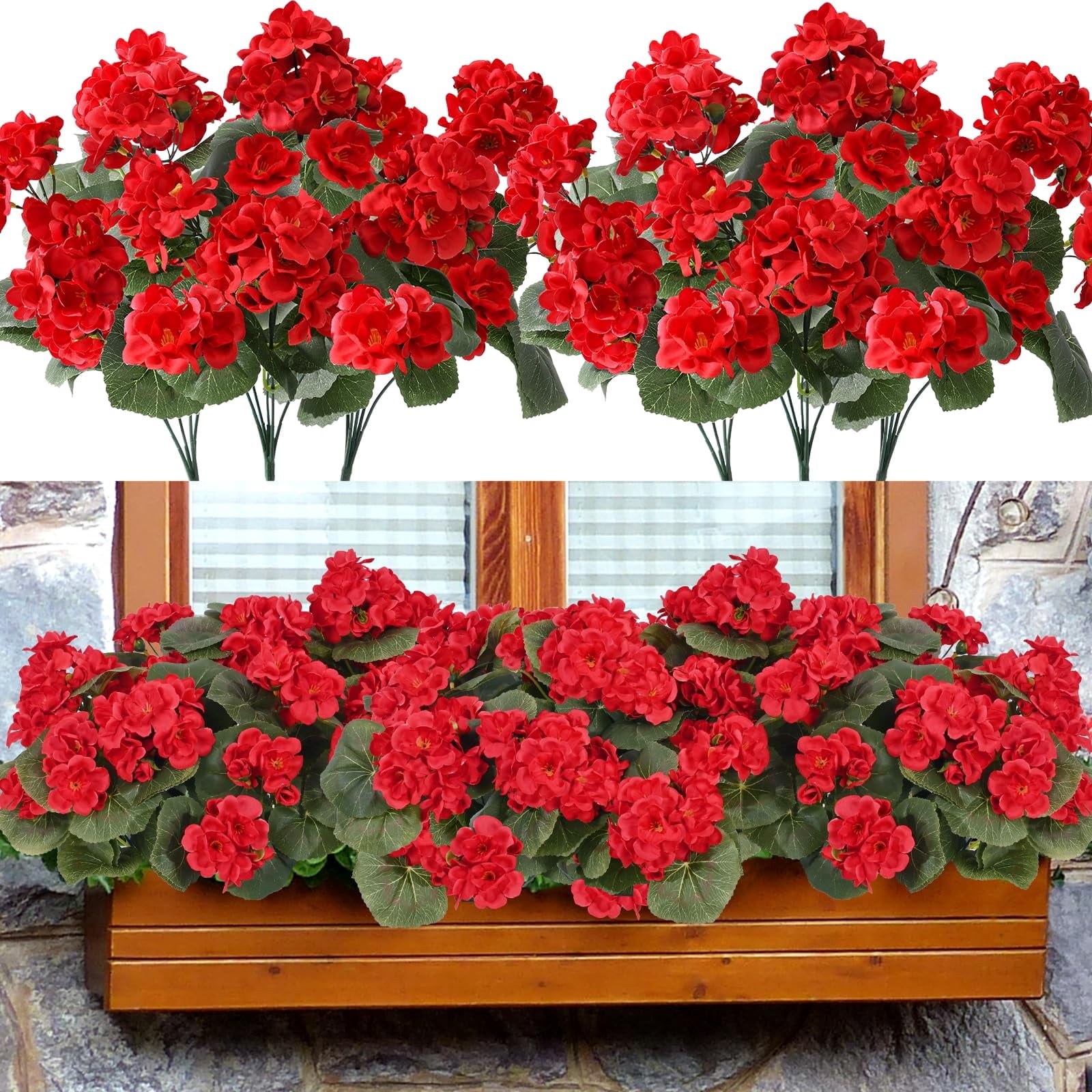 Lyacmy 12Pcs Artificial Geraniums for Outdoors Realistic Artificial ...