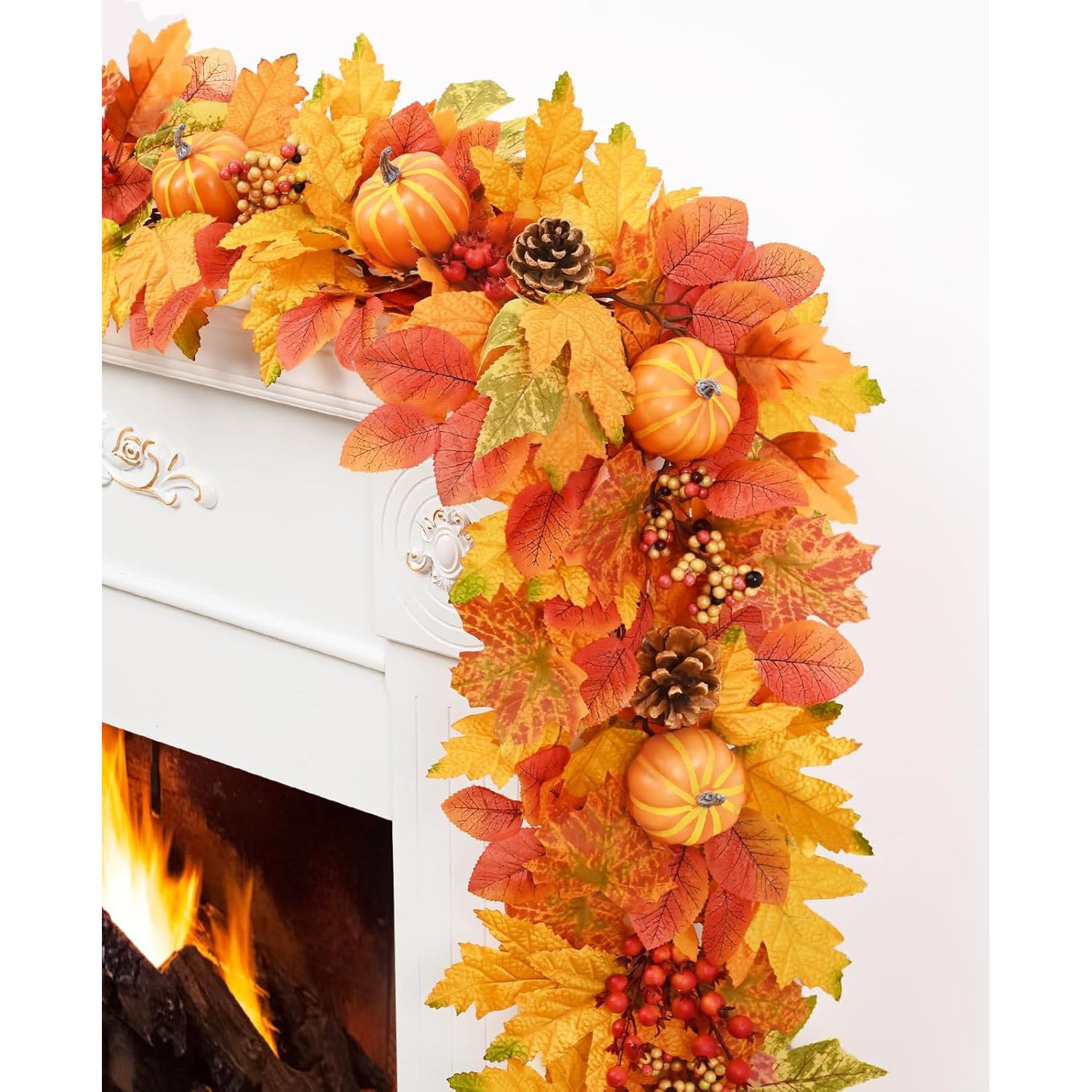 Lyacmy 6 FT Pumpkins Fall Garland for Mantle Fall Decorations for Home ...