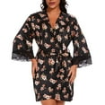 Lyacmy Lace Womens Robes Sexy Pajamas, Black Silk Satin Robes for Women ...