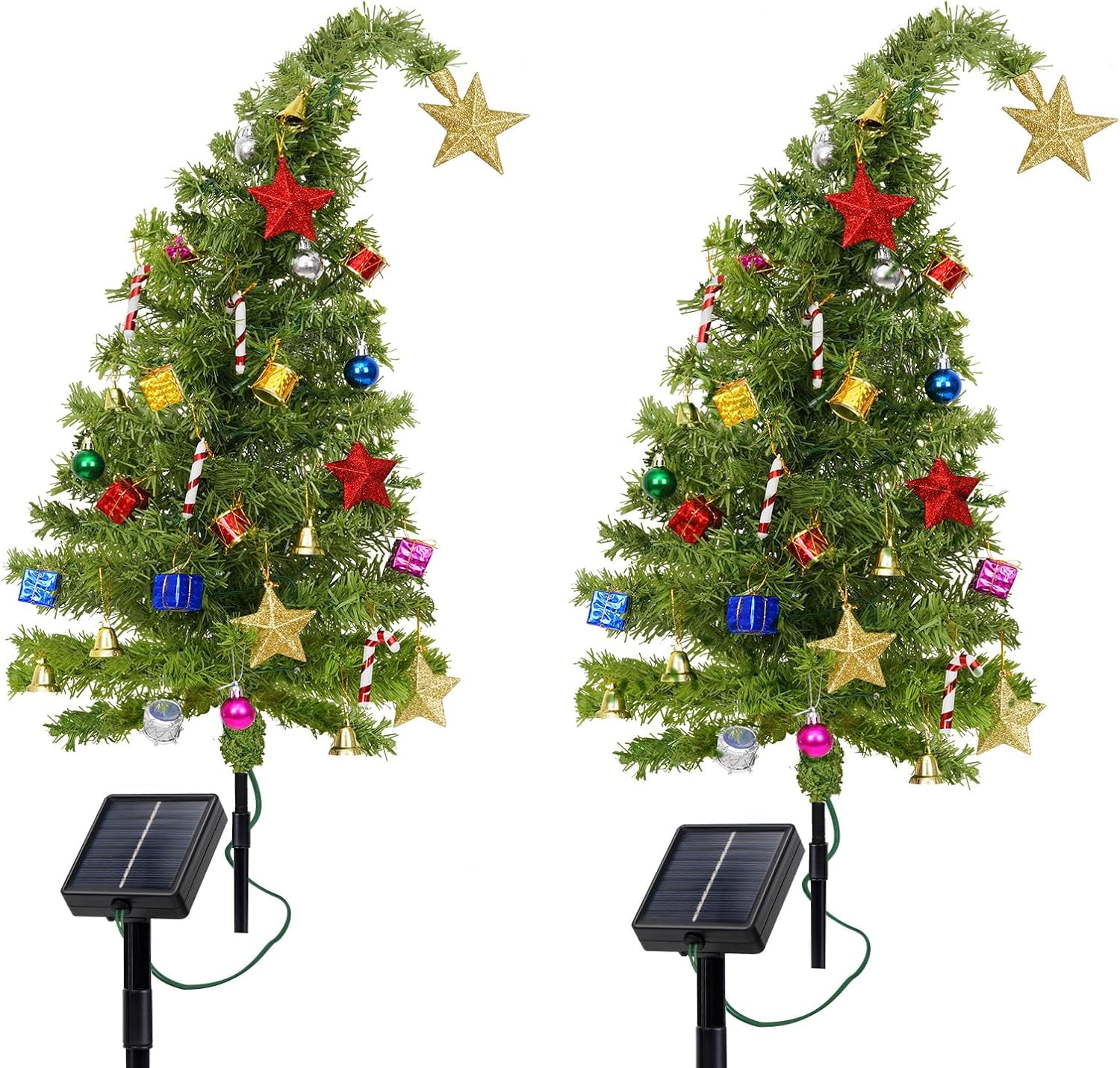 Lyacmy 2 Pack Solar Christmas Tree Outdoor Christmas Decorations ...