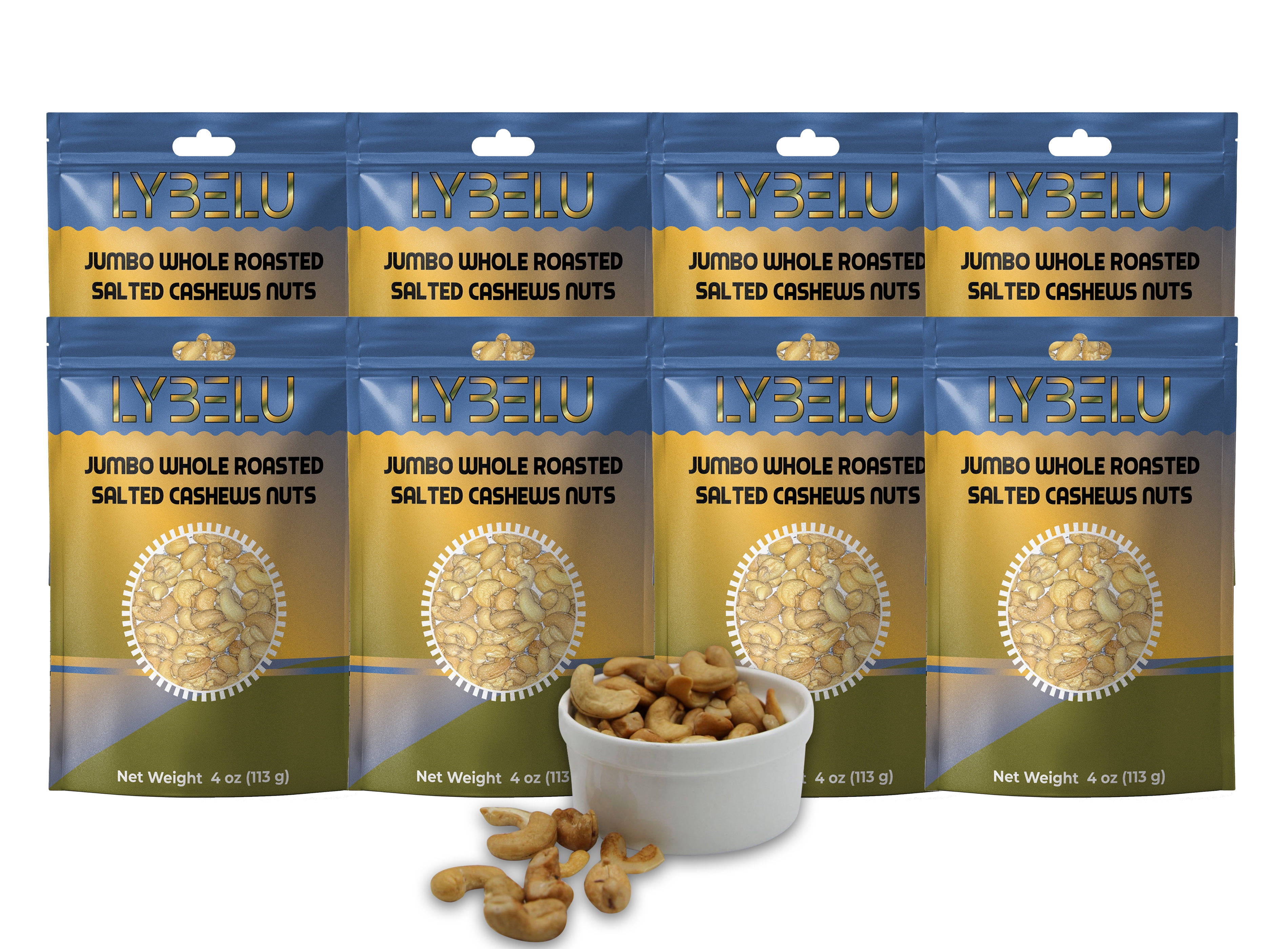 Lybelu Jumbo Whole Roasted Salted Cashews Nuts – 4oz (Pack of 8 ...