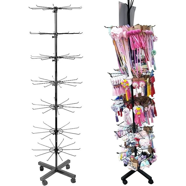 Lybelu 7-Tier Swivel Metal Store Display Rack, Movable Shop Spinner ...