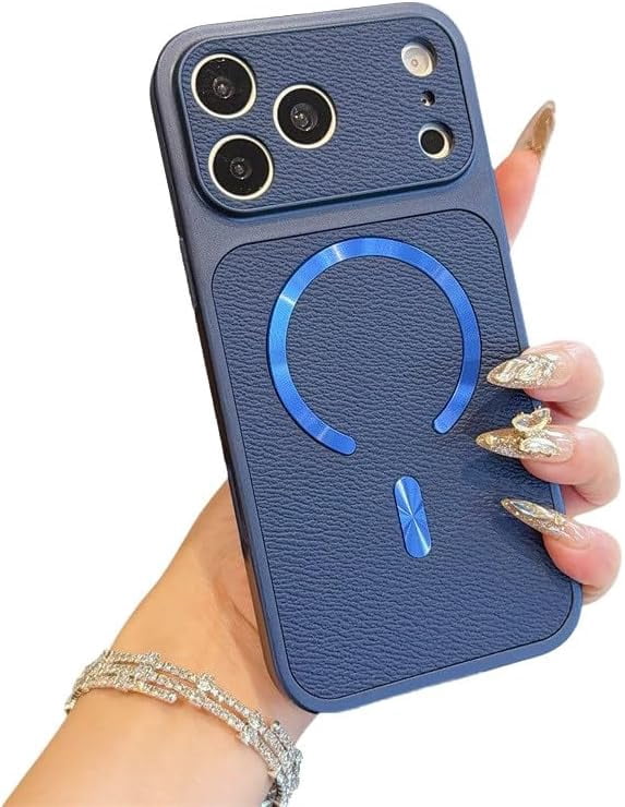 Lychee Peel Leather Back Camera Protect Magnetic Case for iPhone ...