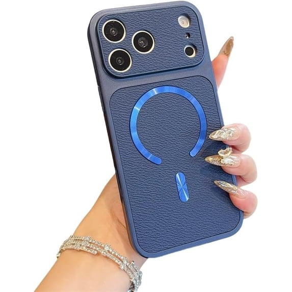 Lychee Peel Leather Back Camera Protect Magnetic Case for iPhone ...
