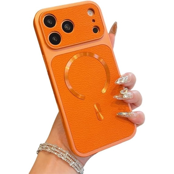 Lychee Peel Leather Back Camera Protect Magnetic Case for iPhone ...