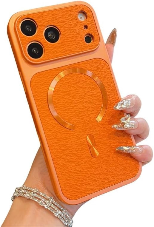 Lychee Peel Leather Back Camera Protect Magnetic Case for iPhone ...