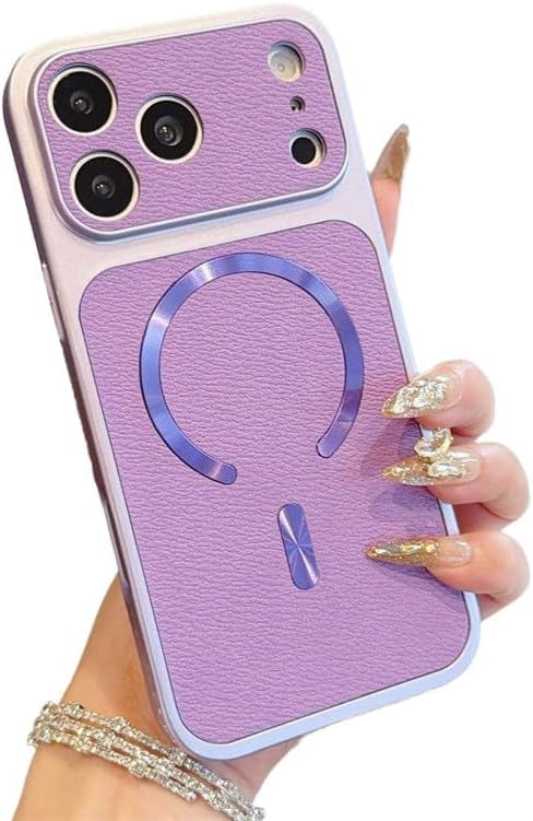 Lychee Peel Leather Back Camera Protect Magnetic Case for iPhone ...