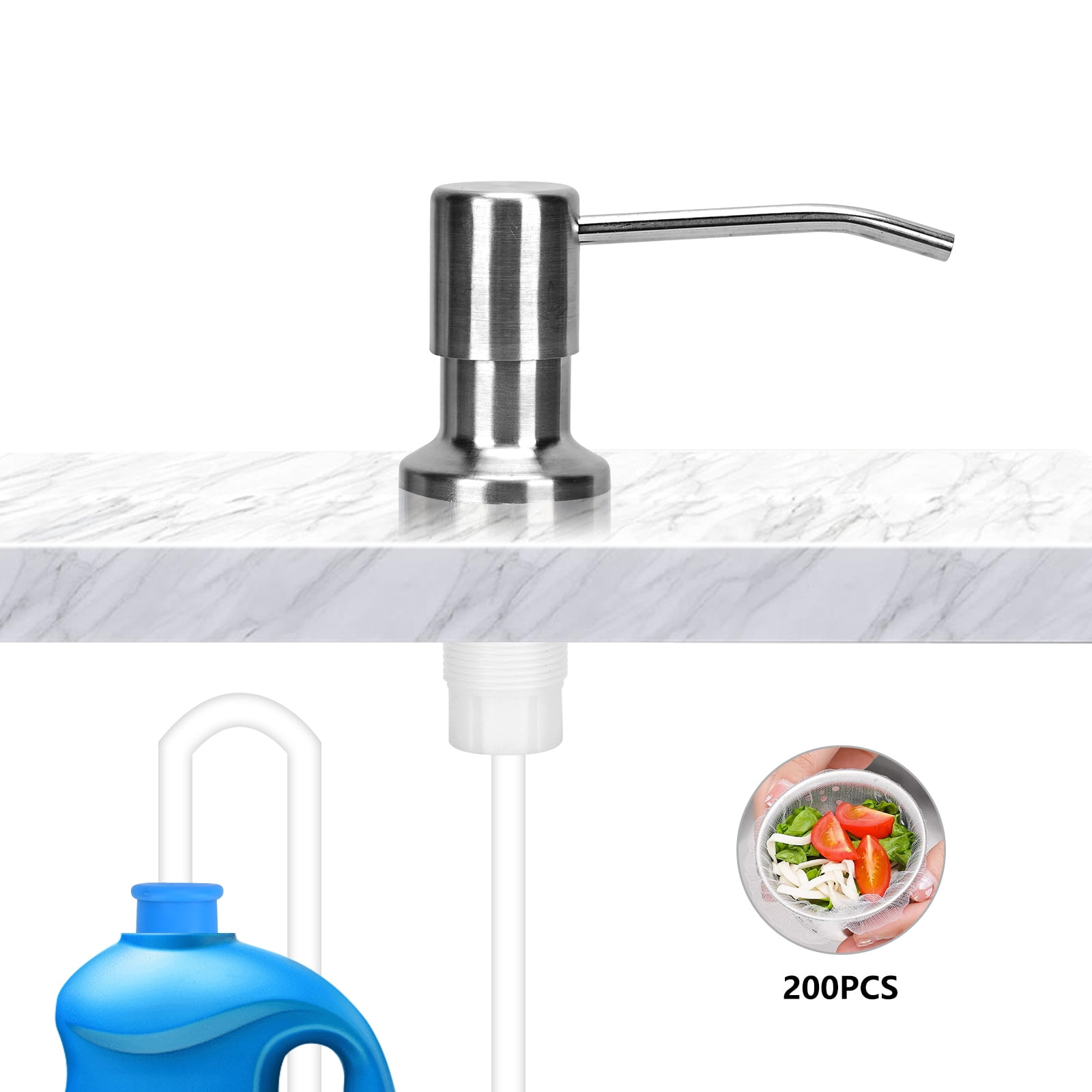 Lychee Soap Dispenser and 200pcs Portable Sink Waste Strainer Set for ...