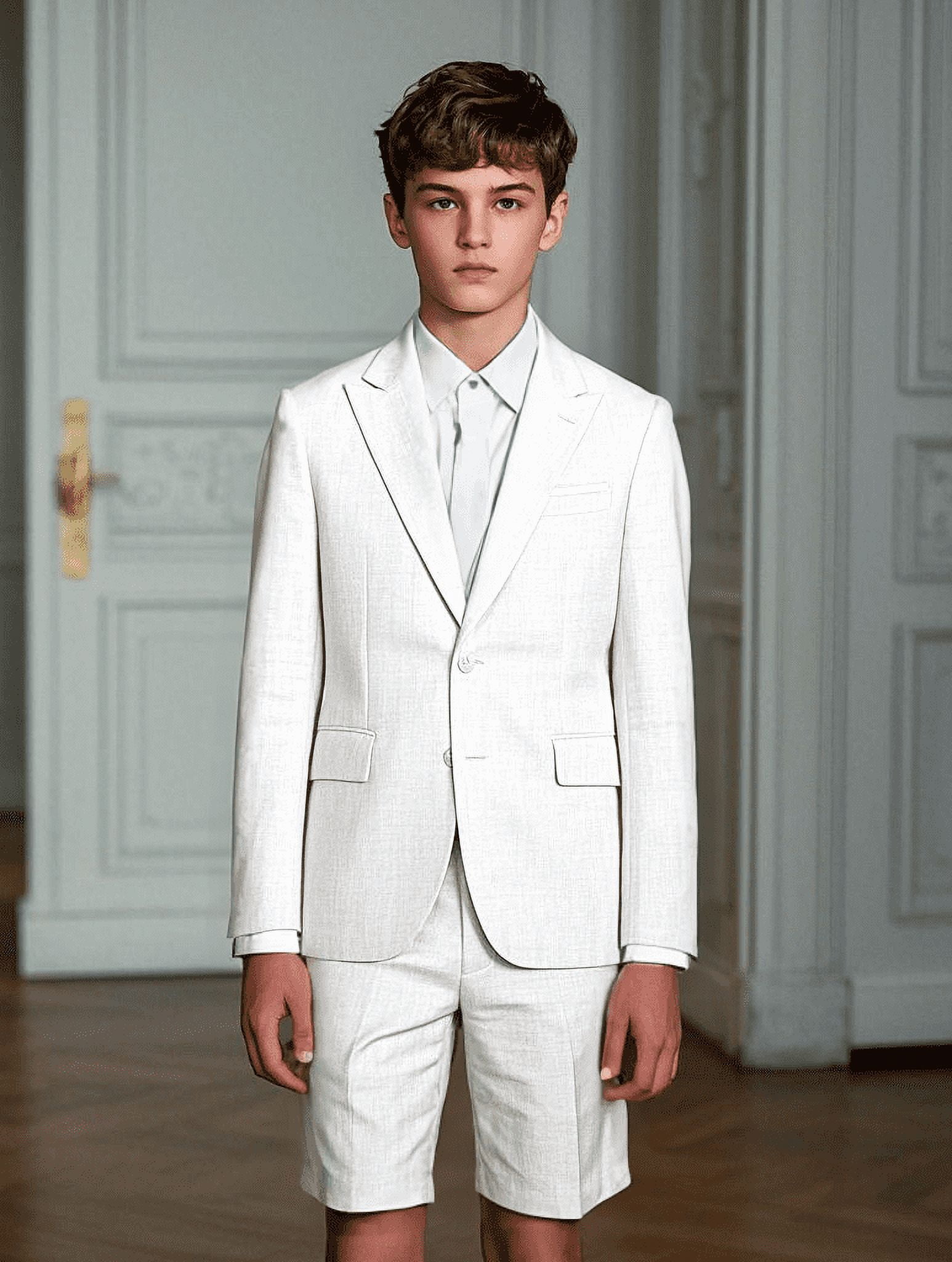 Lycody 2PCS Boys Linen Slim Suit Coat and Shorts Wedding Kids Linen ...