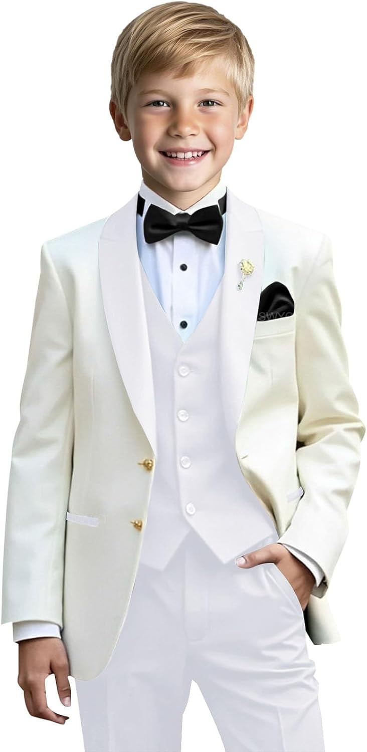 Lycody 3 Piece Boys Suit Fit Formal Slim Formal Outfit Suit Shawl ...