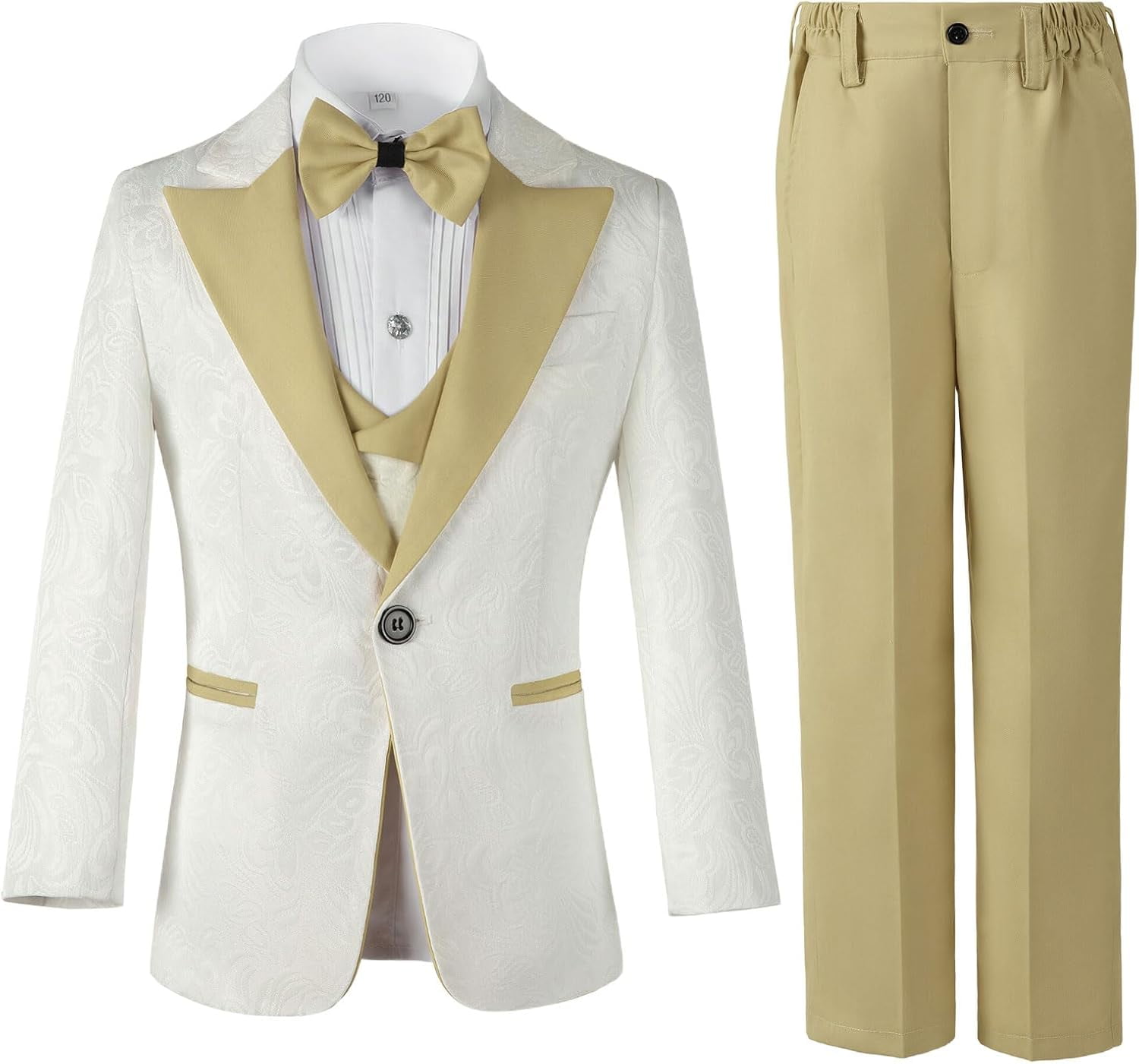 Lycody 3 Pieces Boys Suit Set Teenage Jacquard Blazer Slim Fit Tuxedo ...