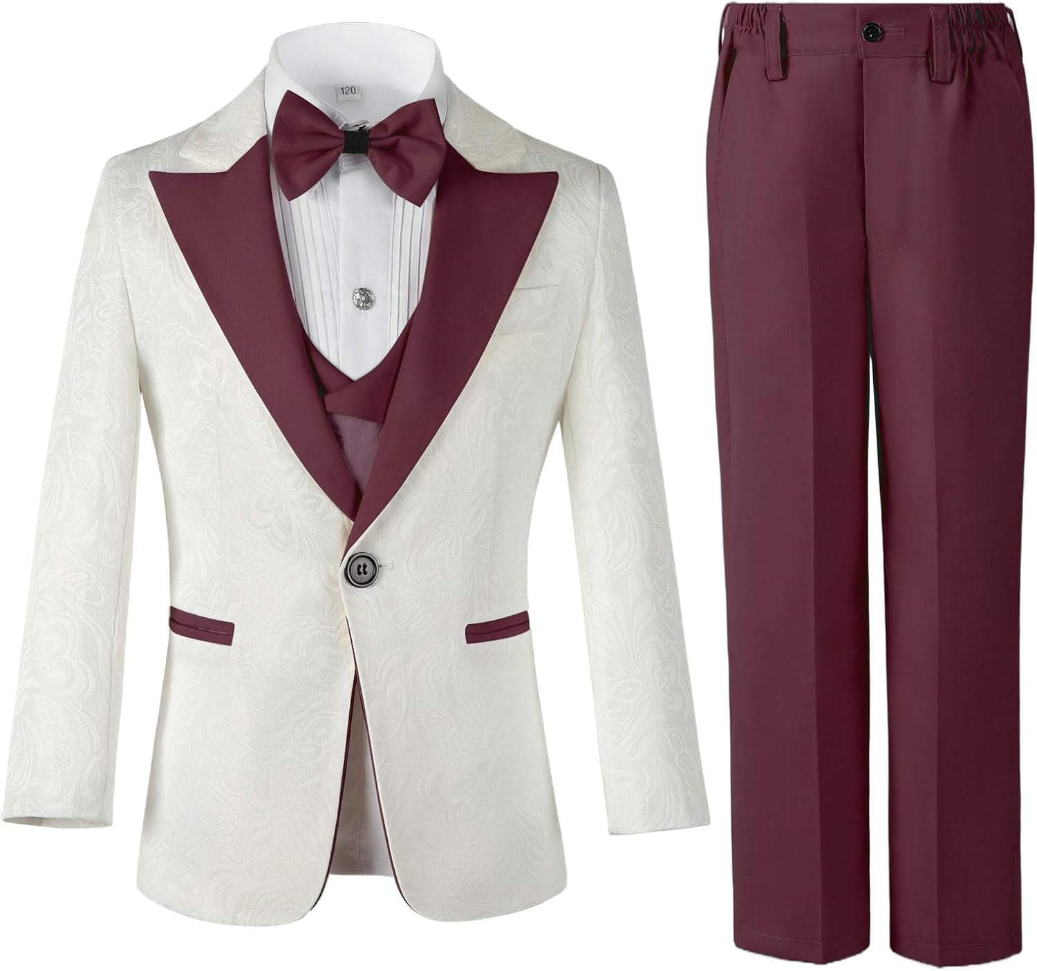 Lycody 3 Pieces Boys Suit Set Teenage Jacquard Blazer Slim Fit Tuxedo ...