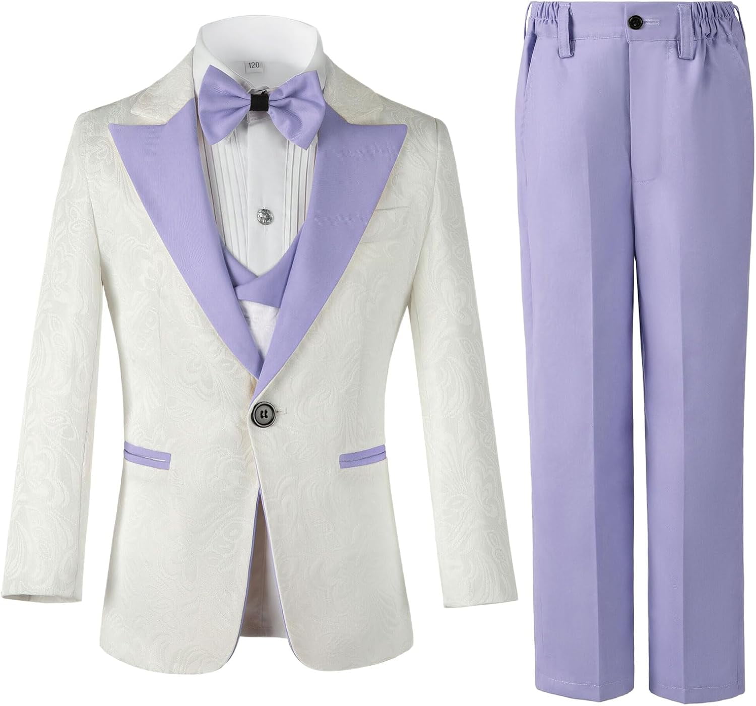 Lycody 3 Pieces Boys Suit Set Teenage Jacquard Blazer Slim Fit Tuxedo ...