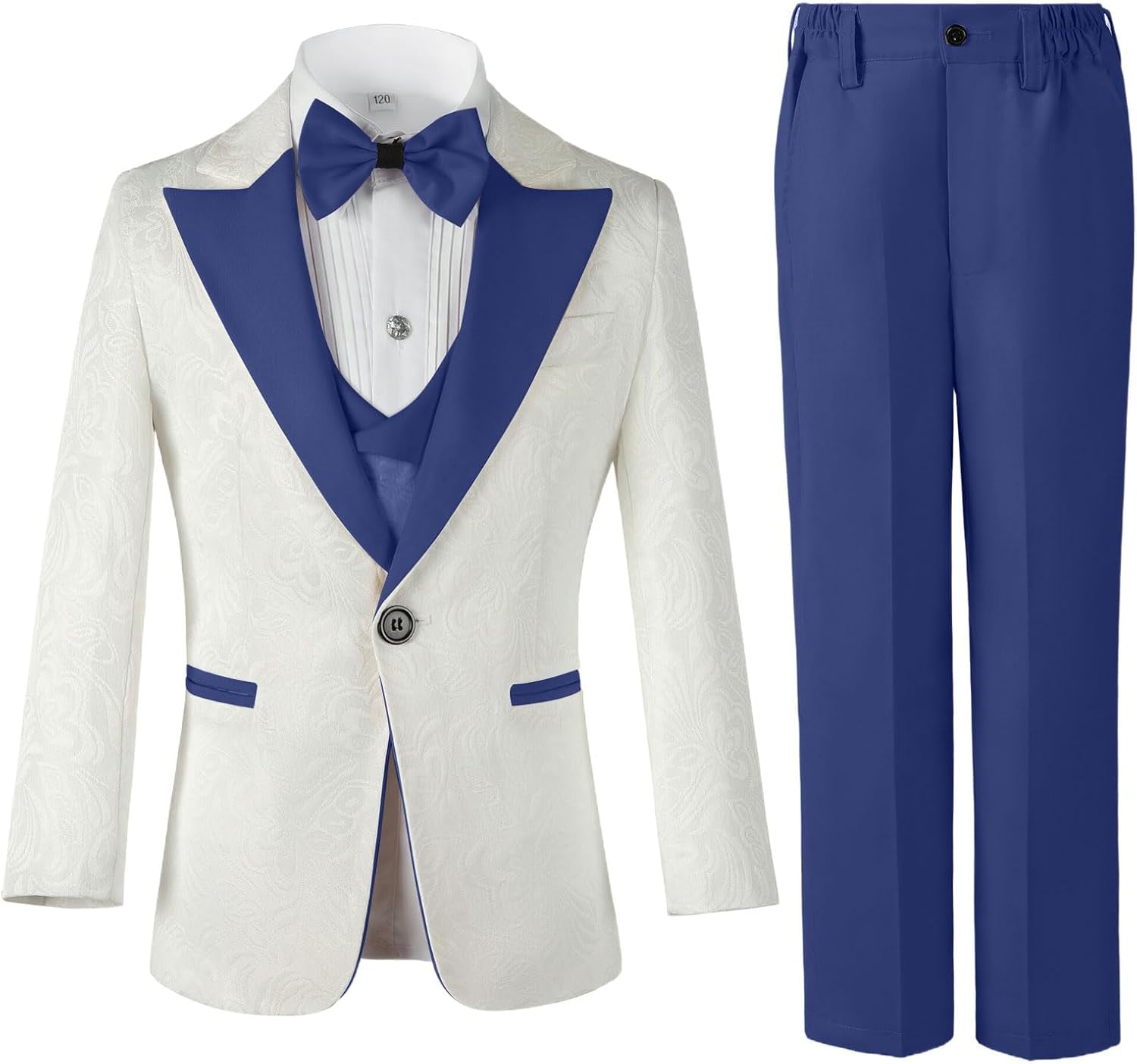 Lycody 3 Pieces Boys Suit Set Teenage Jacquard Blazer Slim Fit Tuxedo ...