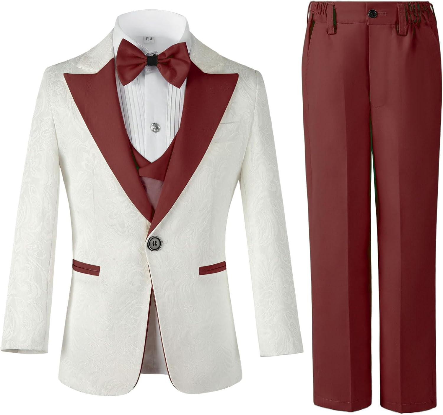 Lycody 3 Pieces Boys Suit Set Teenage Jacquard Blazer Slim Fit Tuxedo ...