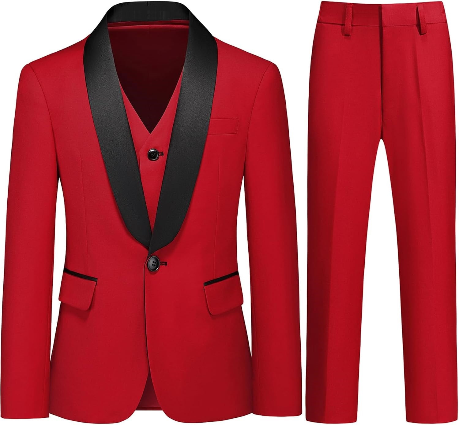 Lycody 3pcs Boy Formal Slim Fit Suit Set with Tuxedo Jacket Vest Pants ...