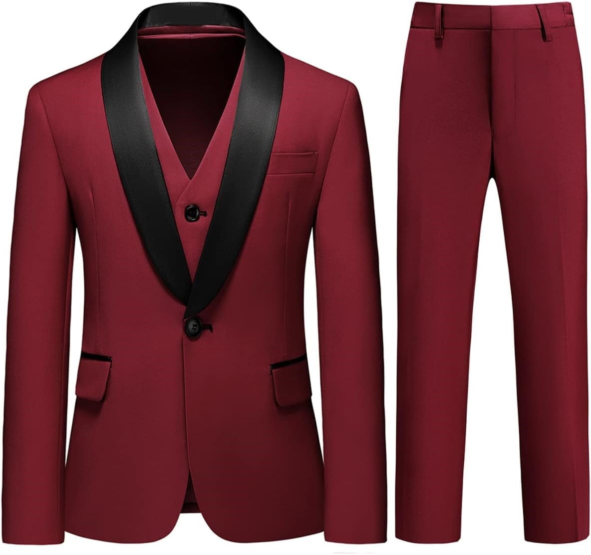 Lycody 3pcs Boy Formal Slim Fit Suit Set with Tuxedo Jacket Vest Pants ...