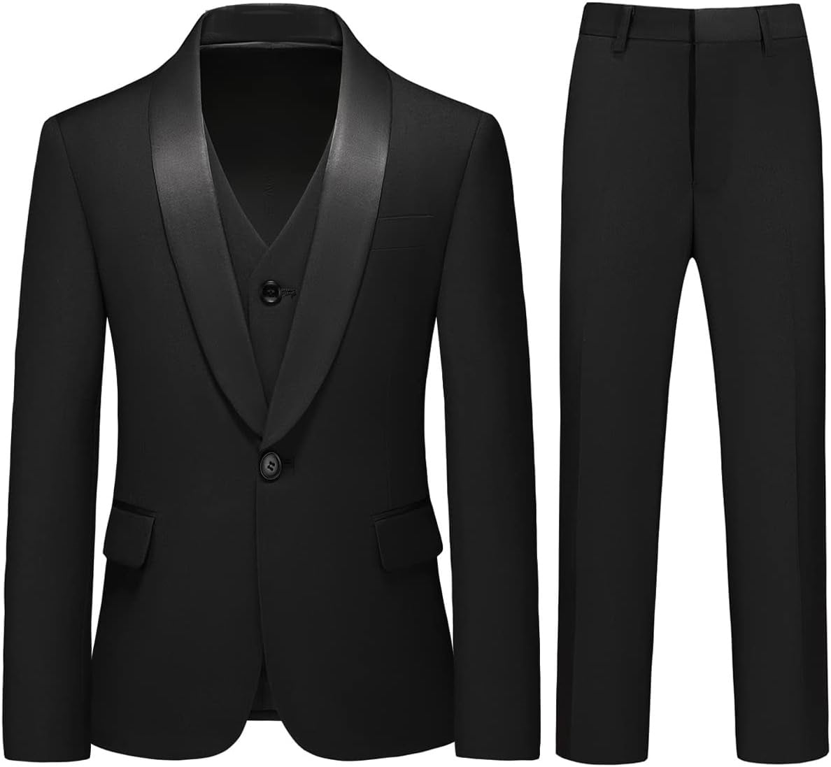 Lycody 3pcs Boy Formal Slim Fit Suit Set with Tuxedo Jacket Vest Pants ...