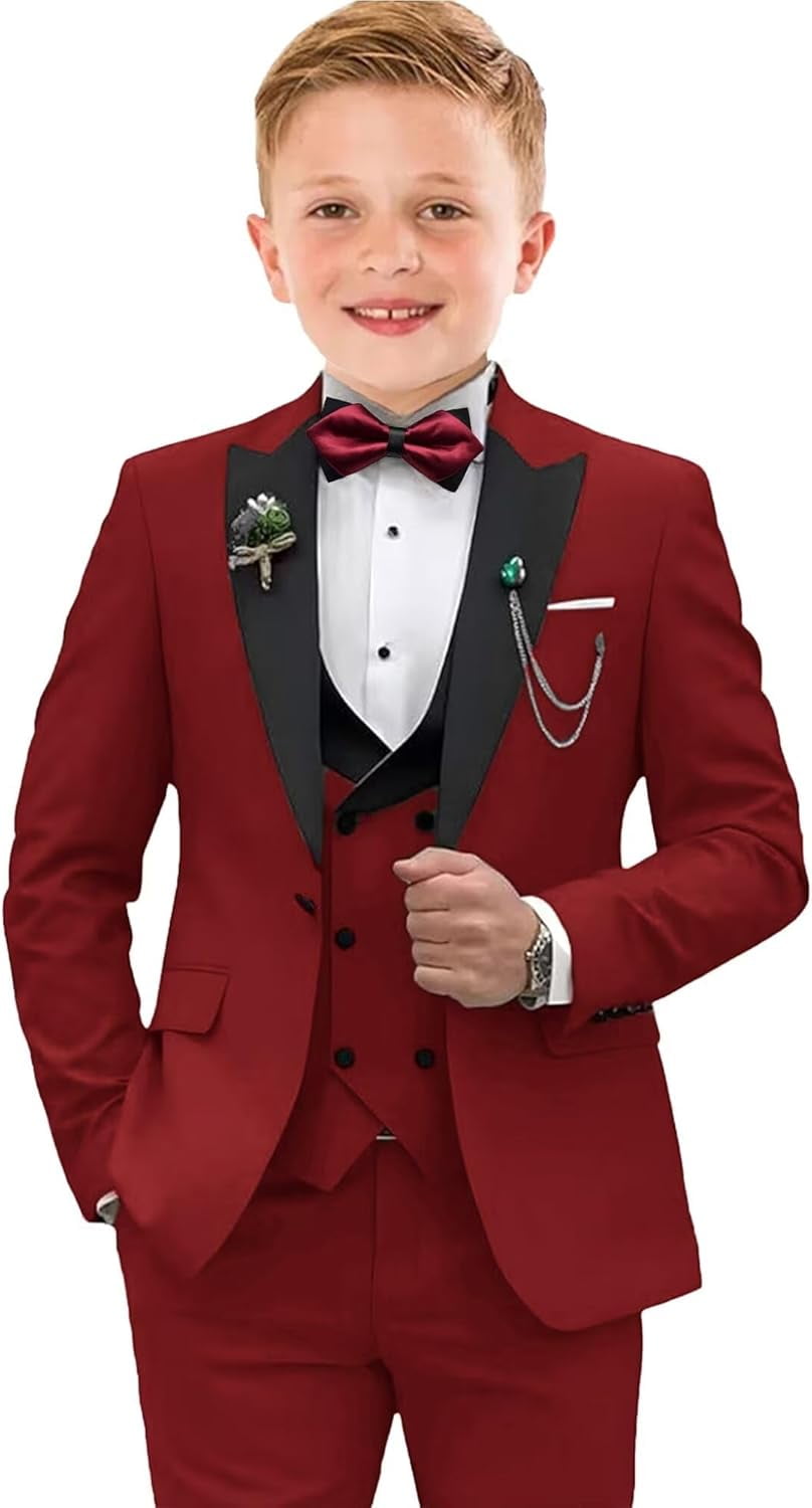 Lycody 5pcs Boys Suits Slim Fit Toddler Tuxedo Suit Set for Teen Boy ...