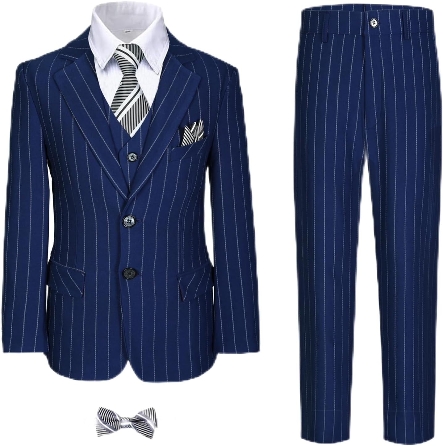 Lycody 7 Piece Boy Suits Stripe Tuxedo Suit Set Complete Outfit Formal ...