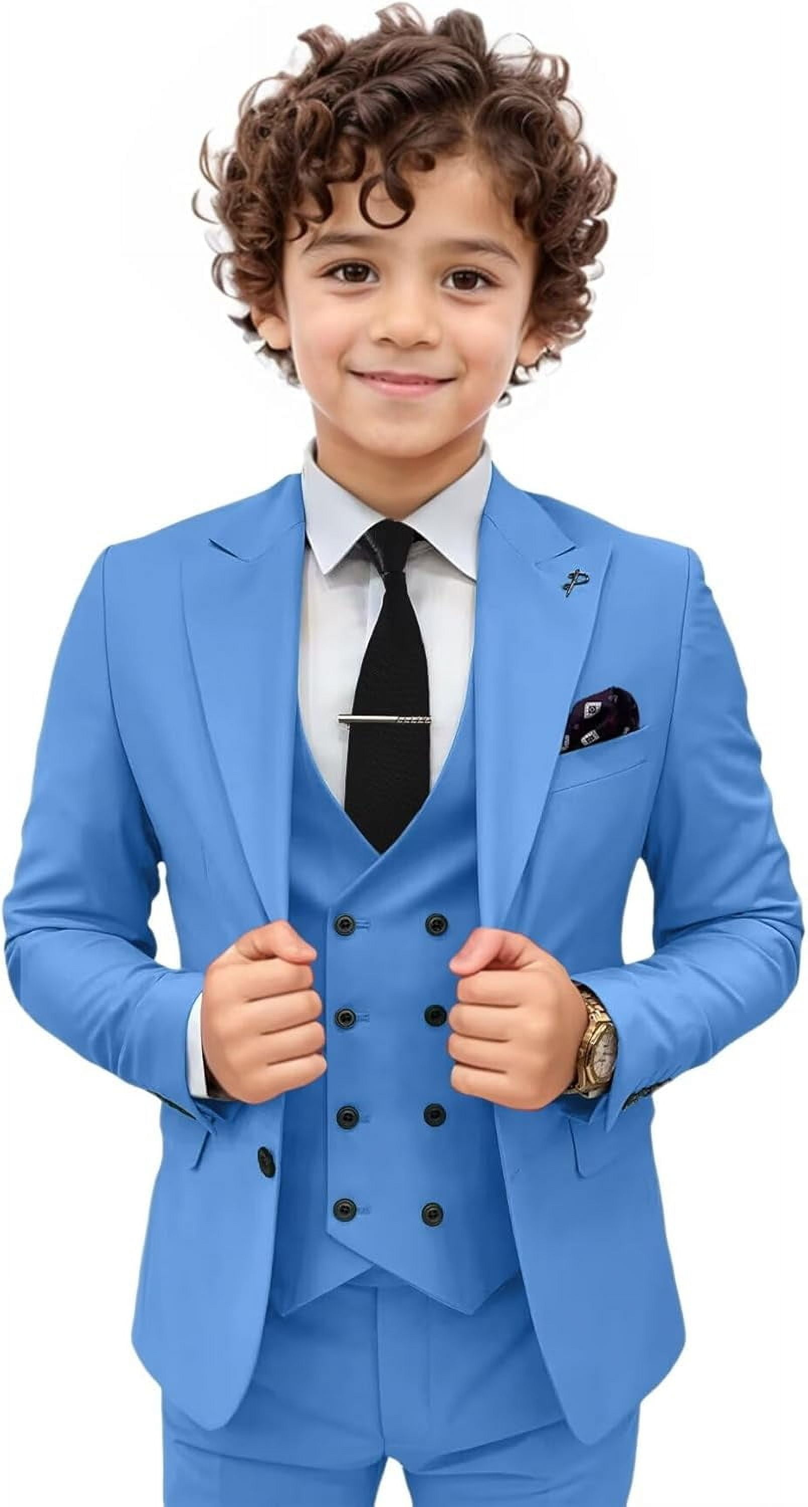 Lycody Boys Formal Slim Suit 3 Piece Ring Bearer double-breasted Suit ...