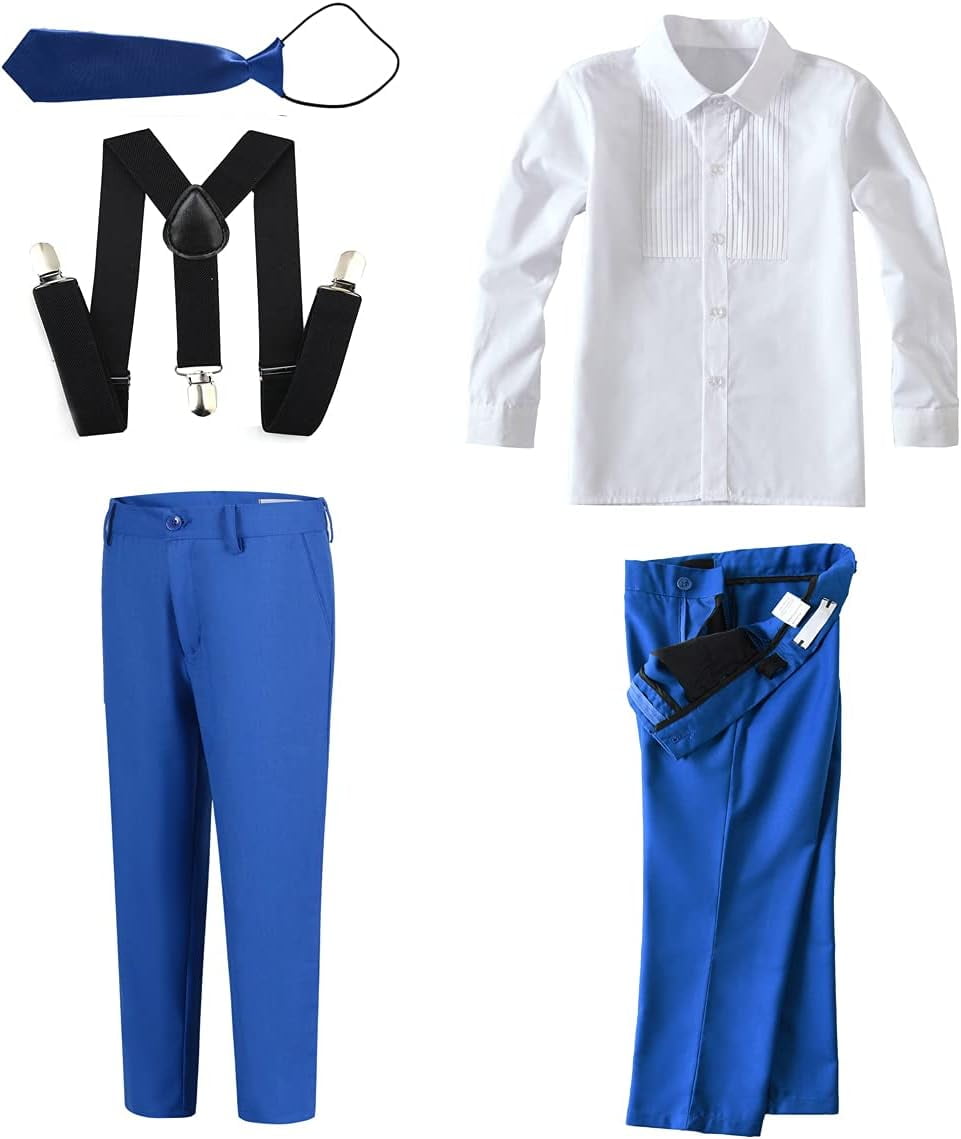 Lycody Boys Formal Suspenders Suits Set Adjustable Waist Pants Shirt ...