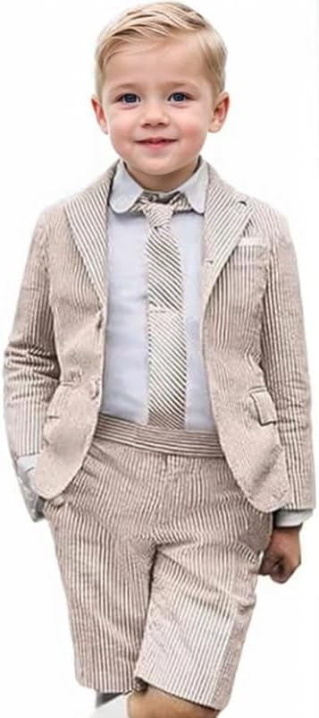 Lycody Boys Suits 2 Piece Casual Seersucker Stripe Blazer Short Pants ...