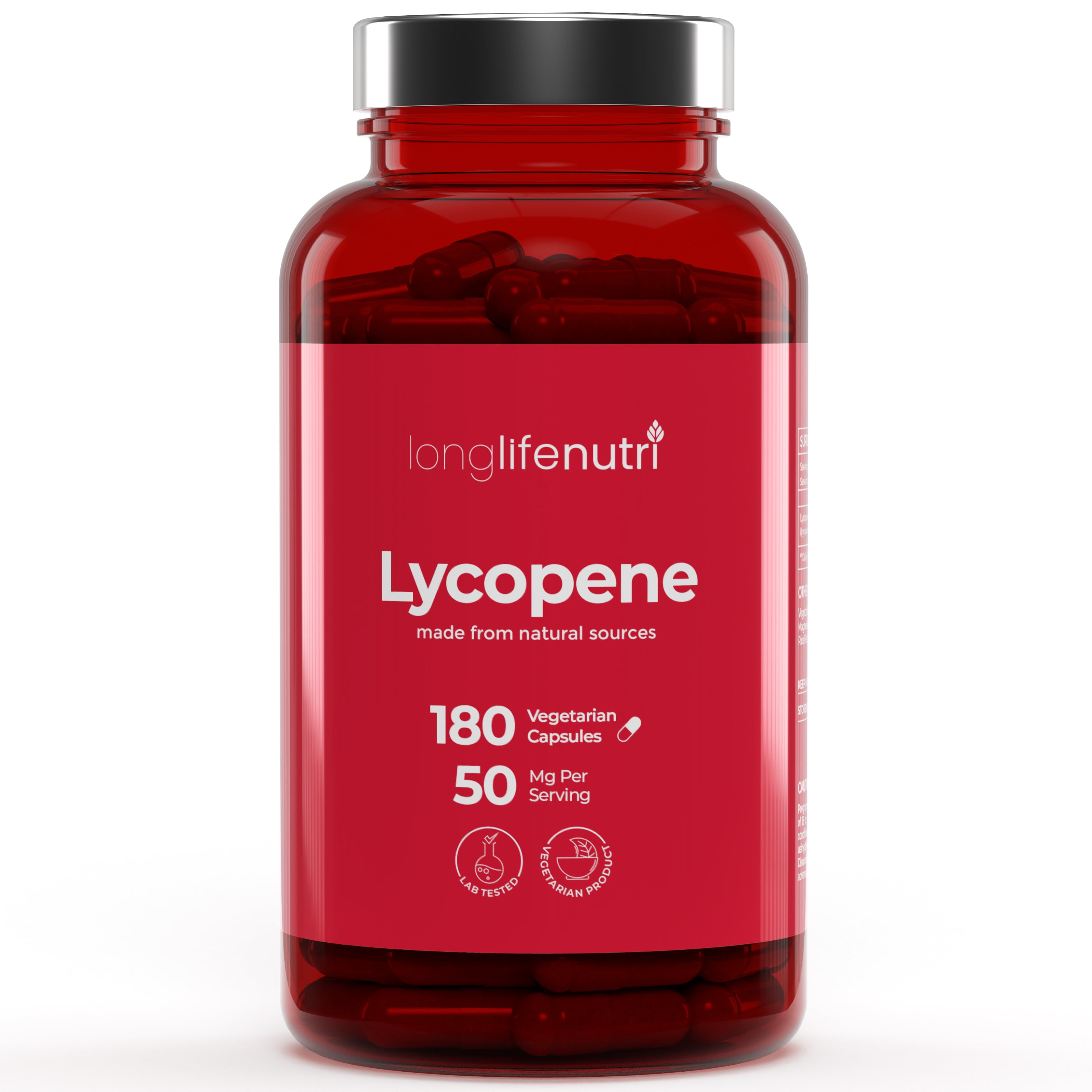 Lycopene 50 mg - 180 Vegetarian Capsules for Prostate, Cardiovascular ...