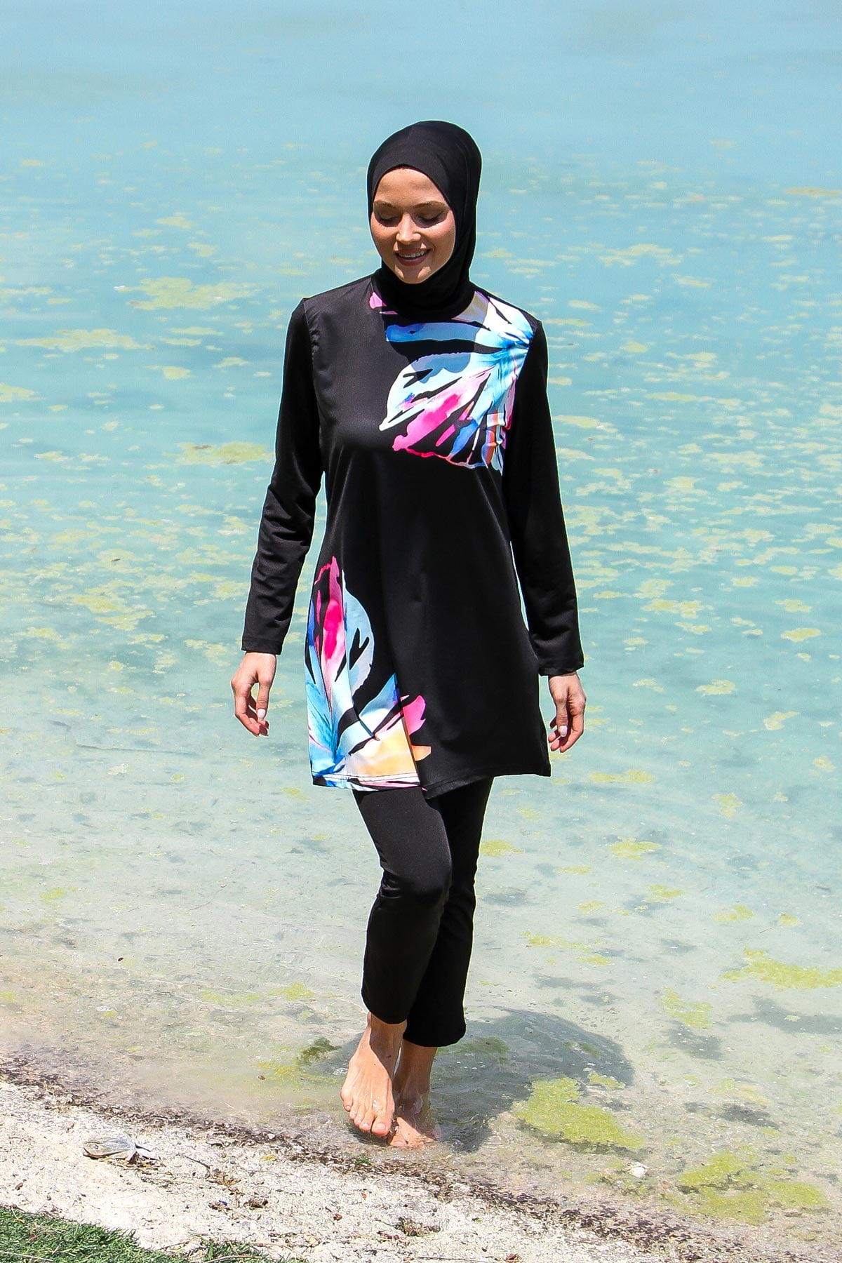 Lycra Black Burkini Modest Swimwear M2224 USA - Walmart.com