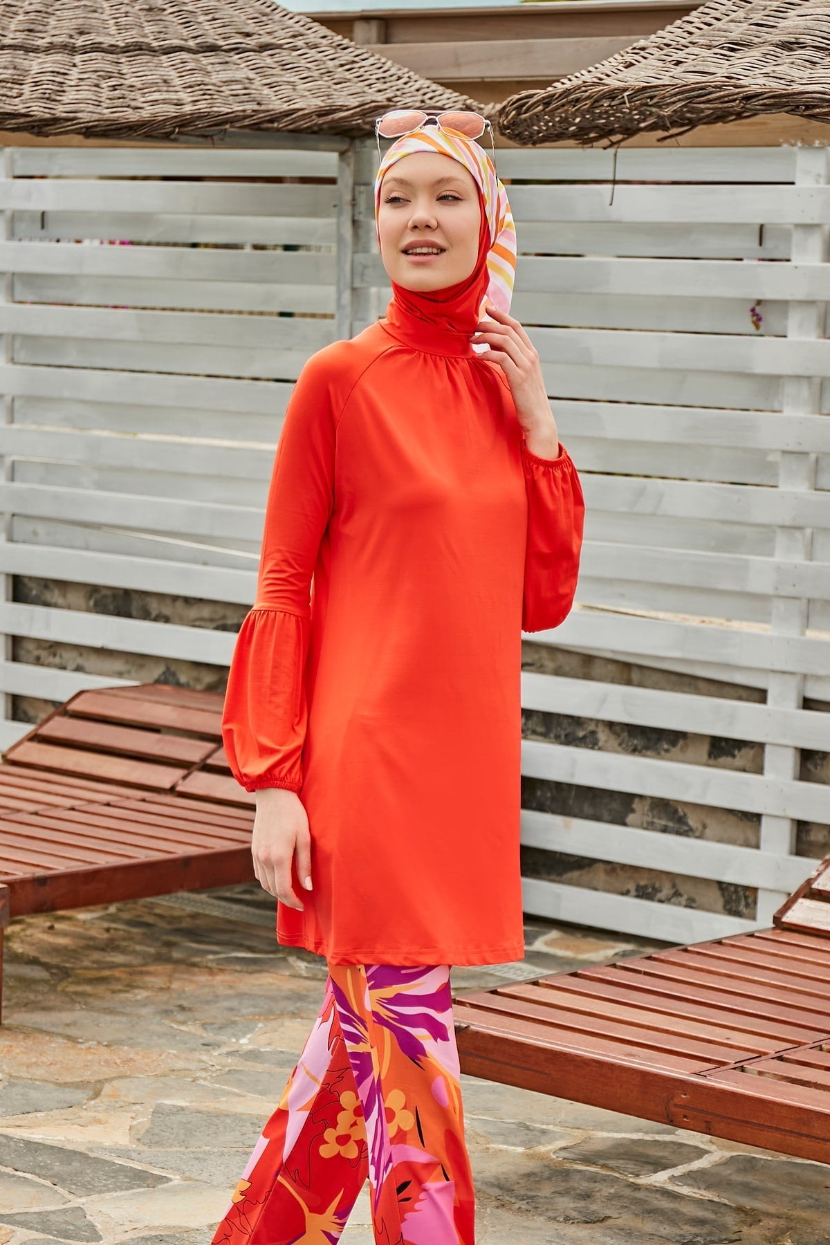 Lycra Orange Burkini Modest Swimwear M2317 USA - Walmart.com