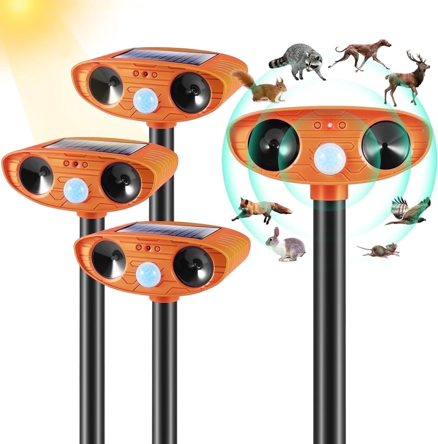 Paddsun Solar Powered Animal Repellent, Motion Sensor Ultrasonic ...