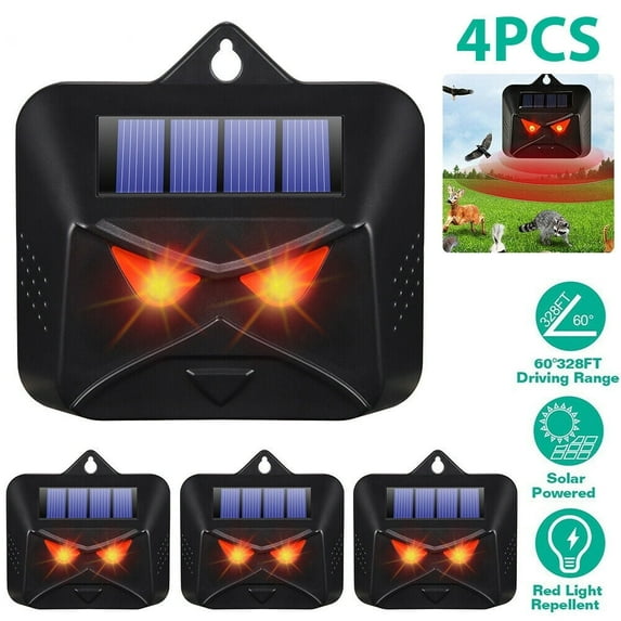 Paddsun Solar Predator Guard Light, 4 Pack, Red LED Night Animal ...