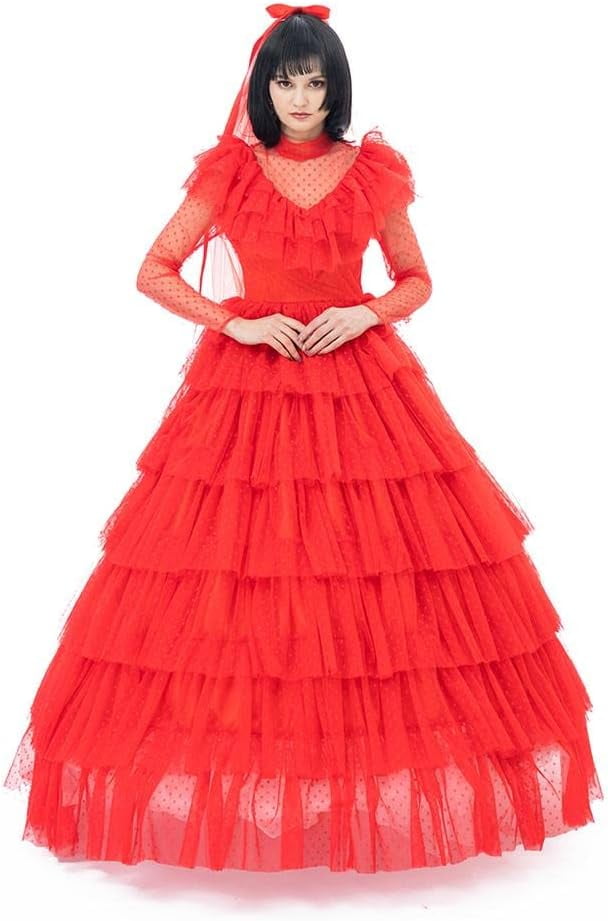 Lydia Bride Dress Beetle Juice Red Wedding Dress Fancy Ball Gown for ...