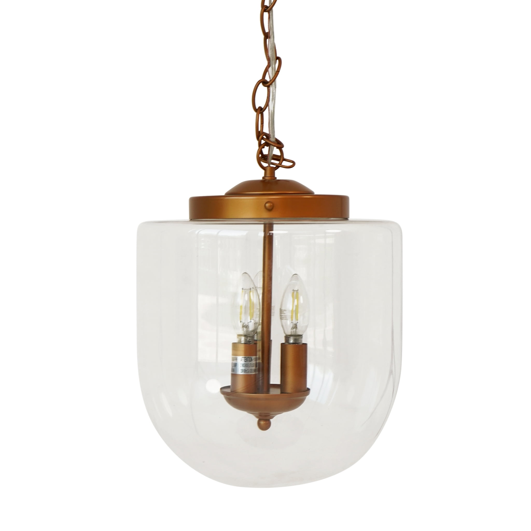 Lydia Glass Pendant Light with Brushed Gold Metal Finish and Clear ...