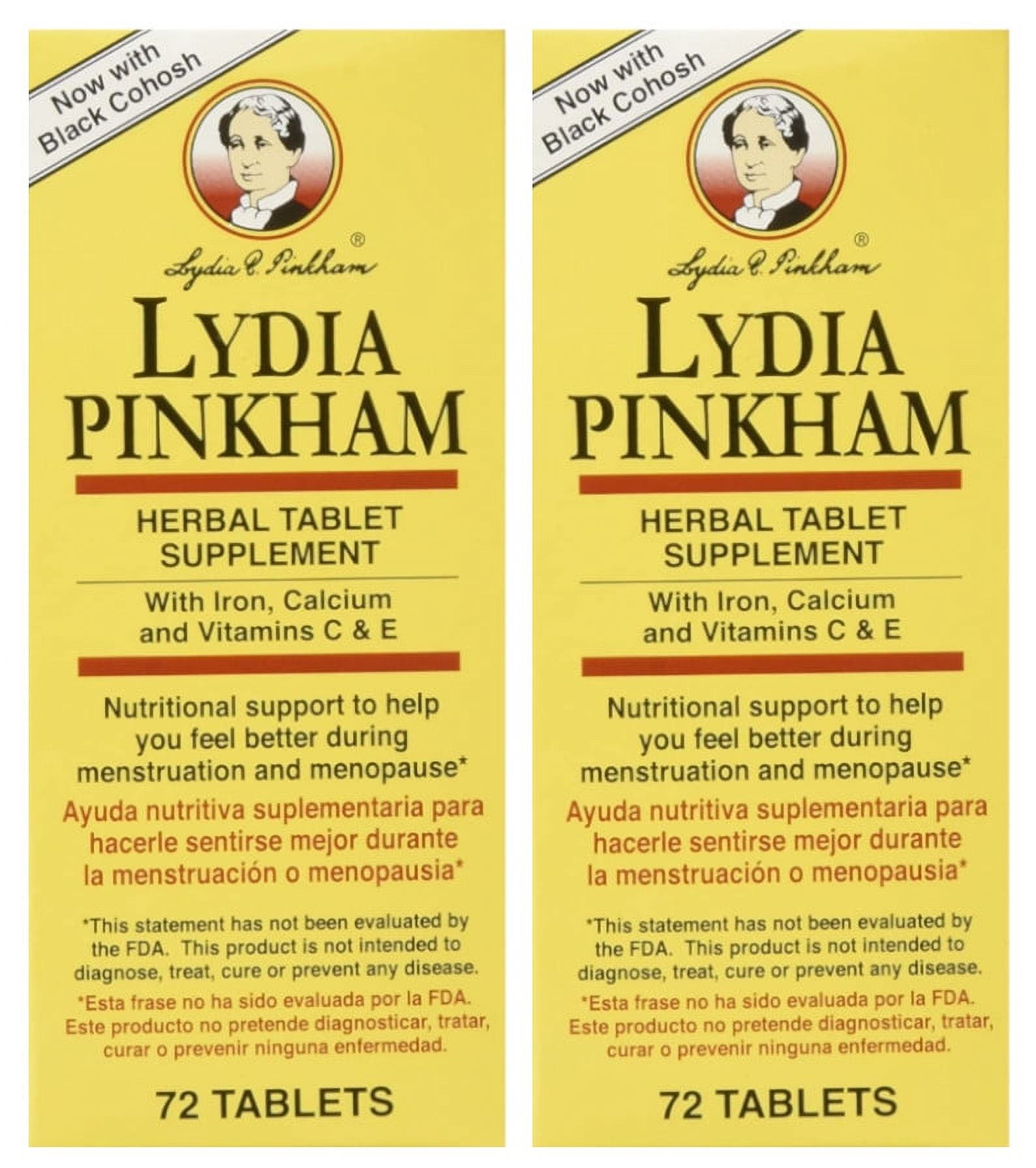 Lydia Pinkham Herbal Tablet Supplement 72 Tablets (Pack of 2) - Walmart.com