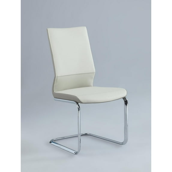 Chintaly Imports Two Tones Cantilever Side Chair, Chrome/Cream/Taupe ...