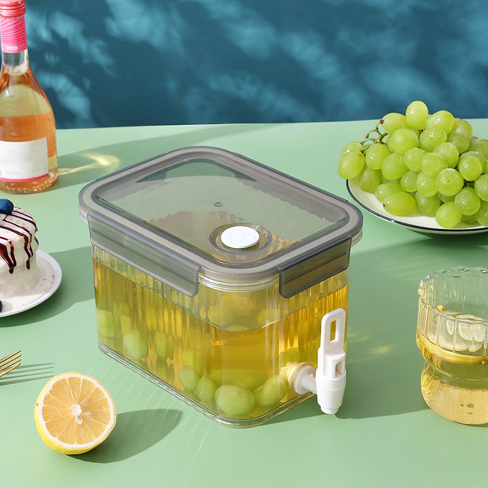 Lydiaunistar 2.5L Plastic Beverage Dispenser with Faucet, Ice Lemonade ...