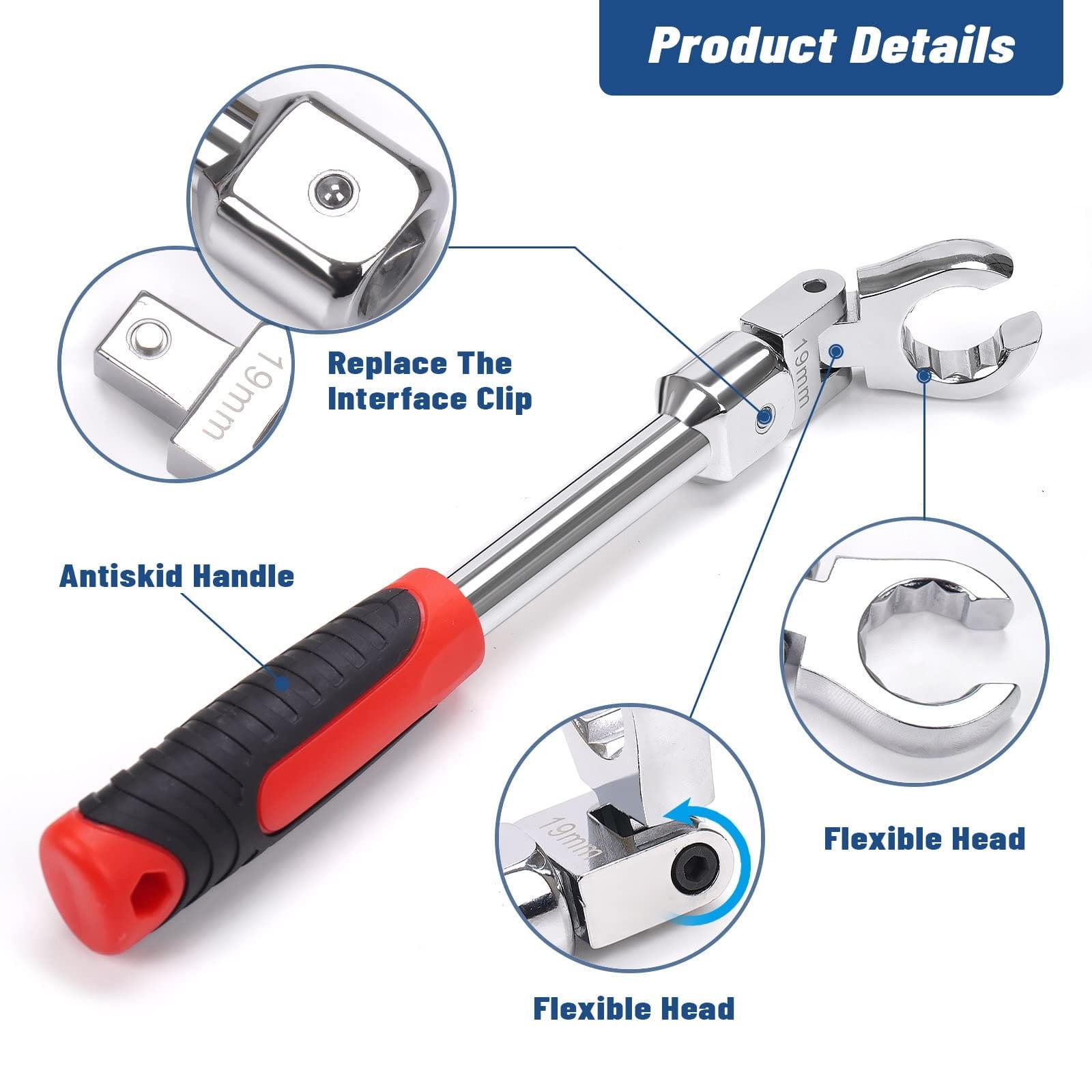 Lydiaunistar 9-Piece Interchangeable Ratchet Adjustable Wrench Set with Rotating Gear, Shaking ...