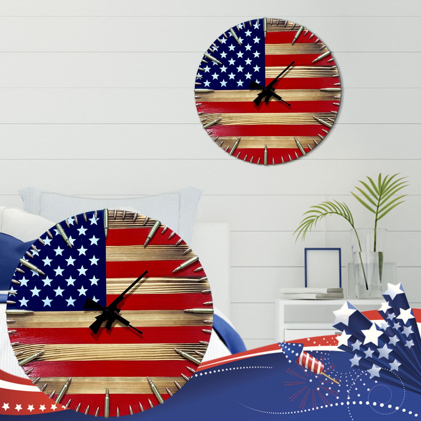 Lydiaunistar American Flag Wall Clock European and American Fashion ...