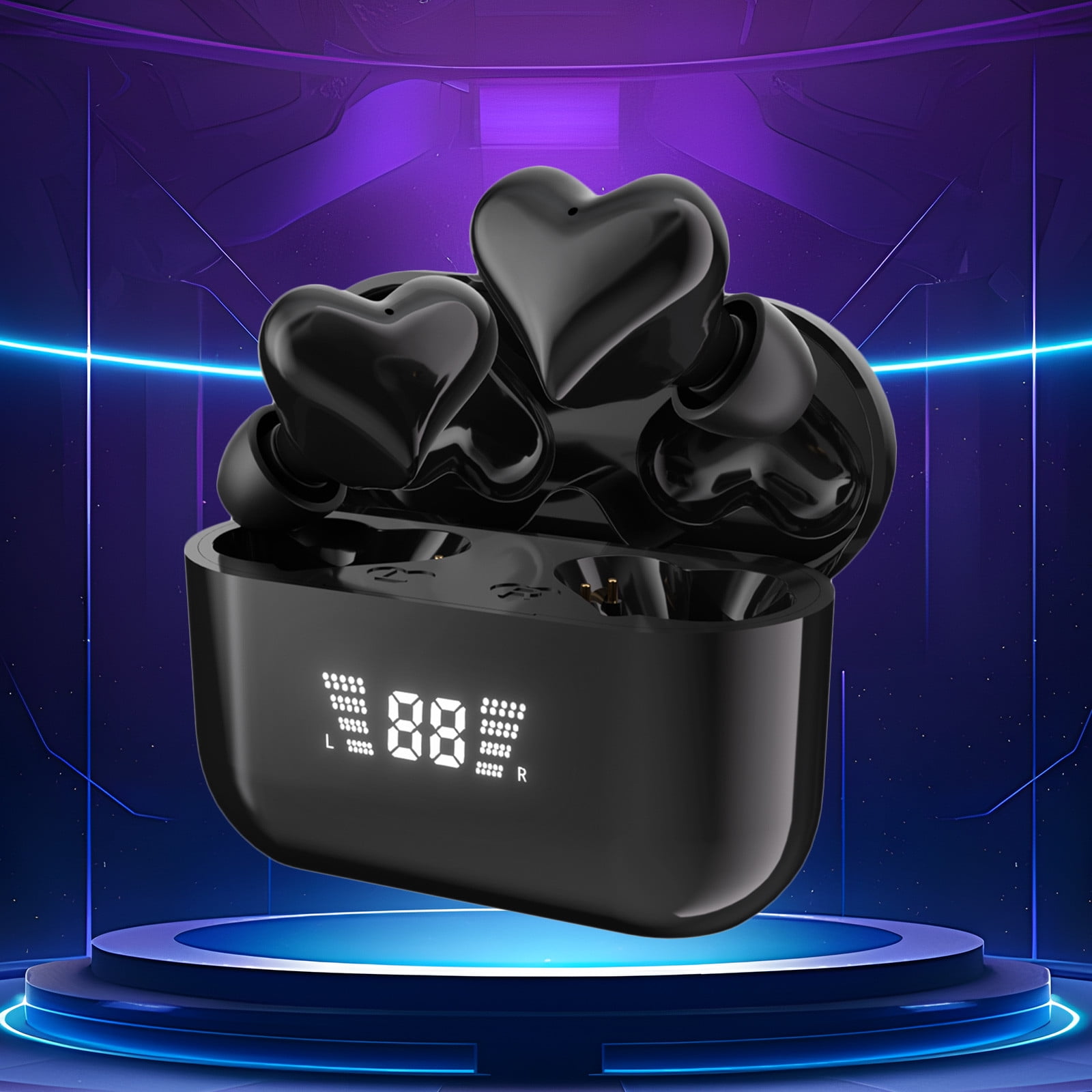 Lydiaunistar Heart-Shaped Waterproof Bluetooth Earbuds w/Digital ...