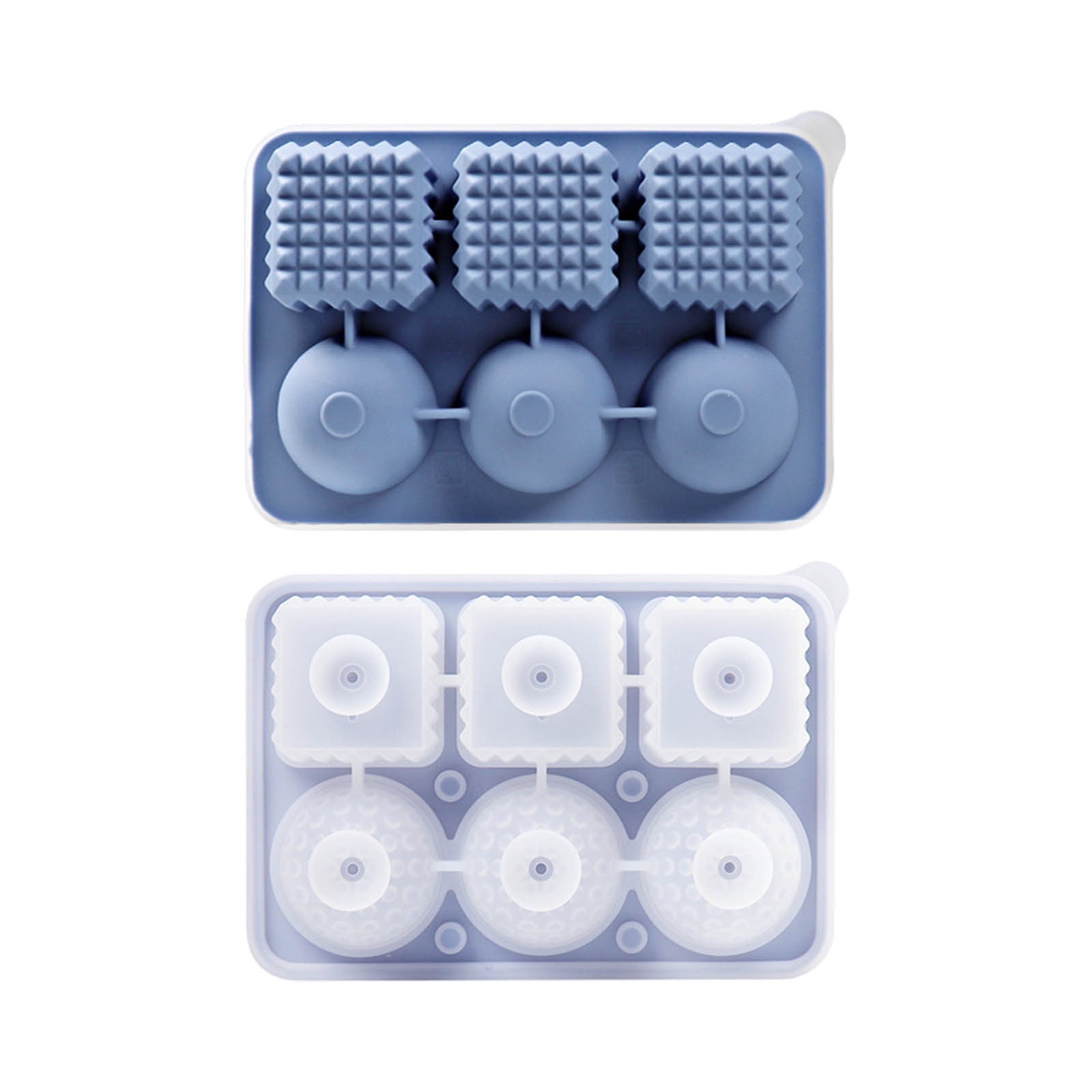 Lydiaunistar Ice Cube Tray with Lid and Bin, 6-Cavity 2-in-1 Round ...