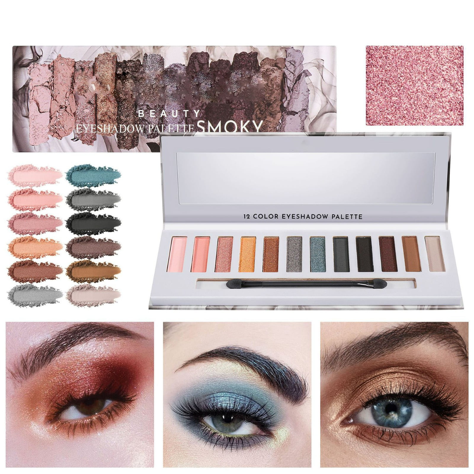 Lydiaunistar Matte & Pearlescent Earth-Toned Eyeshadow Palette - Smoky ...