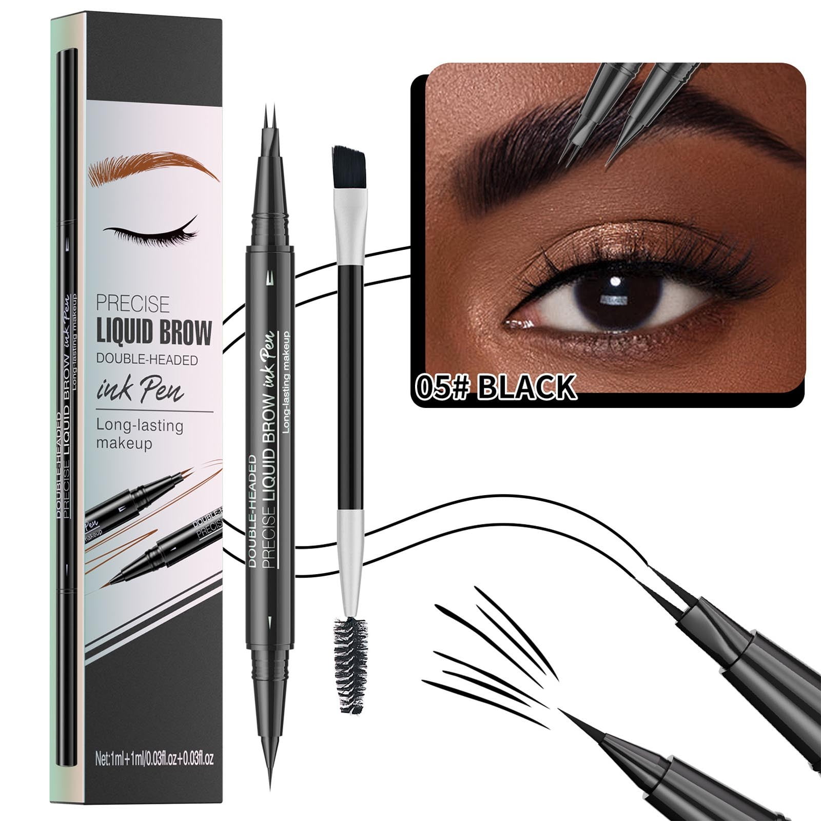 Lydiaunistar Natural & Glossy Double-Ended Eyebrow Pencil, Waterproof ...