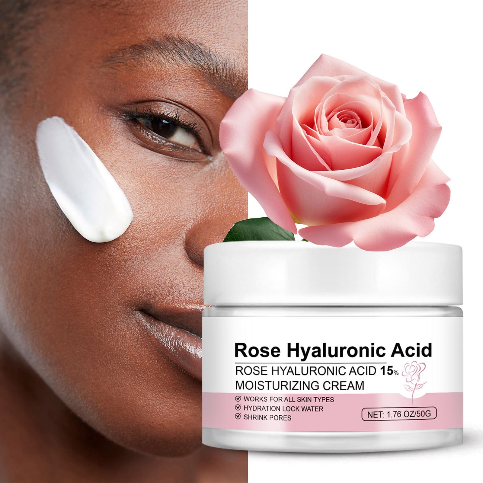 Lydiaunistar Rose Hyaluronic Acid Moisturizing Cream for All Skin Types ...