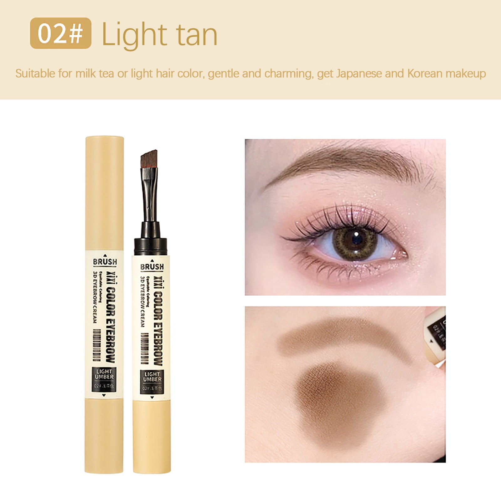 Lydiaunistar Waterproof 2-in-1 Double Head Eyebrow Cream & Angled Brush ...