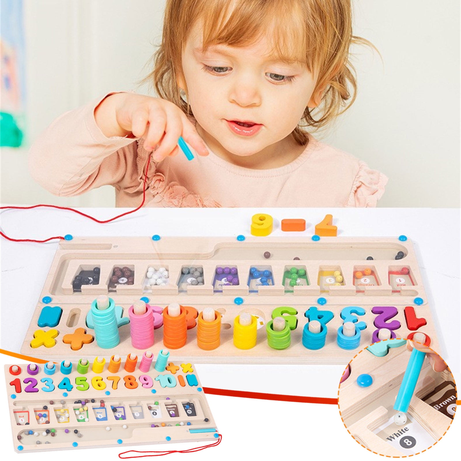 Lydiaunistar Wooden Magnetic Pen Color Maze Ball Game Wooden Children's ...