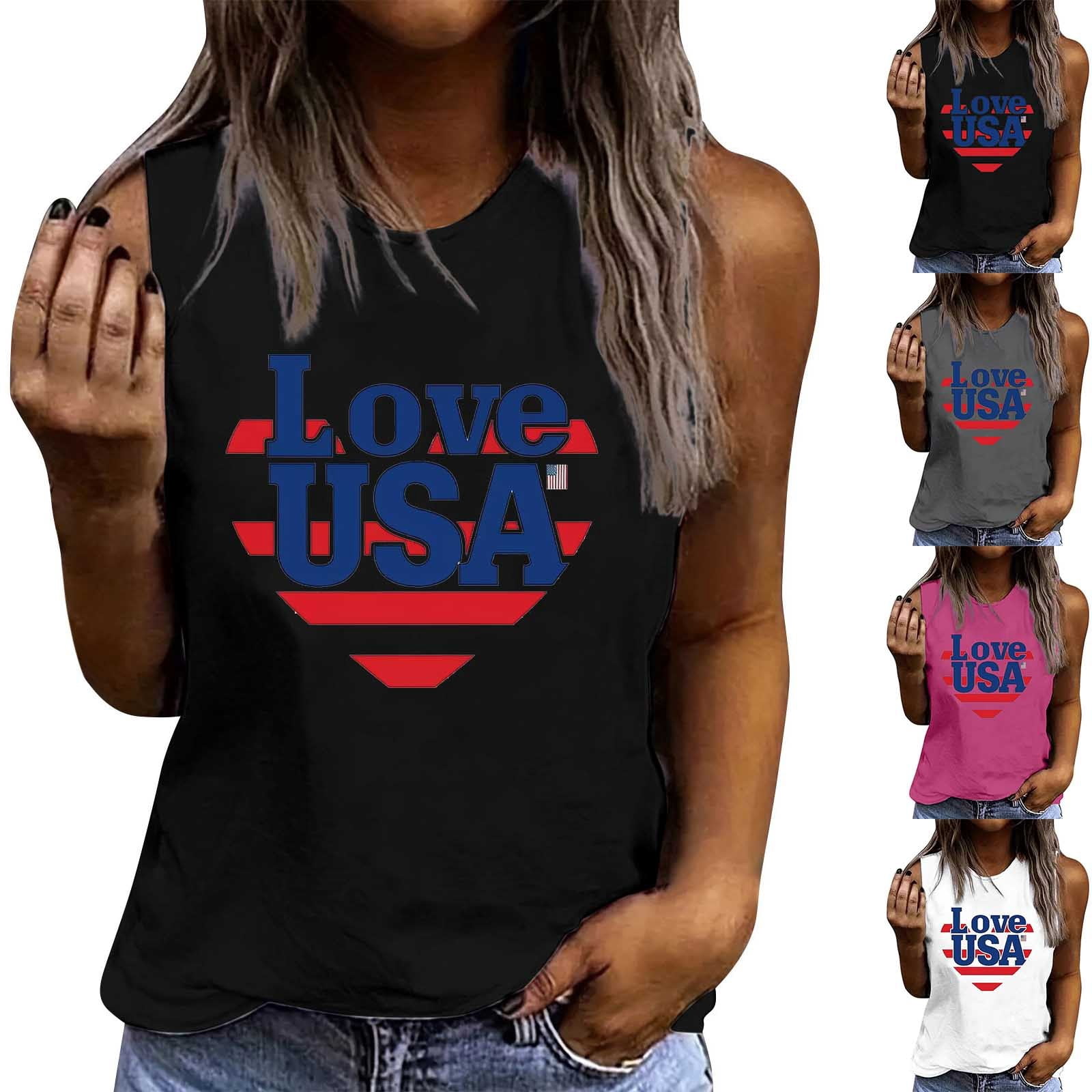Lydpxz Womens 4th of July Tank Tops Plus Size Patriotic American Flag ...