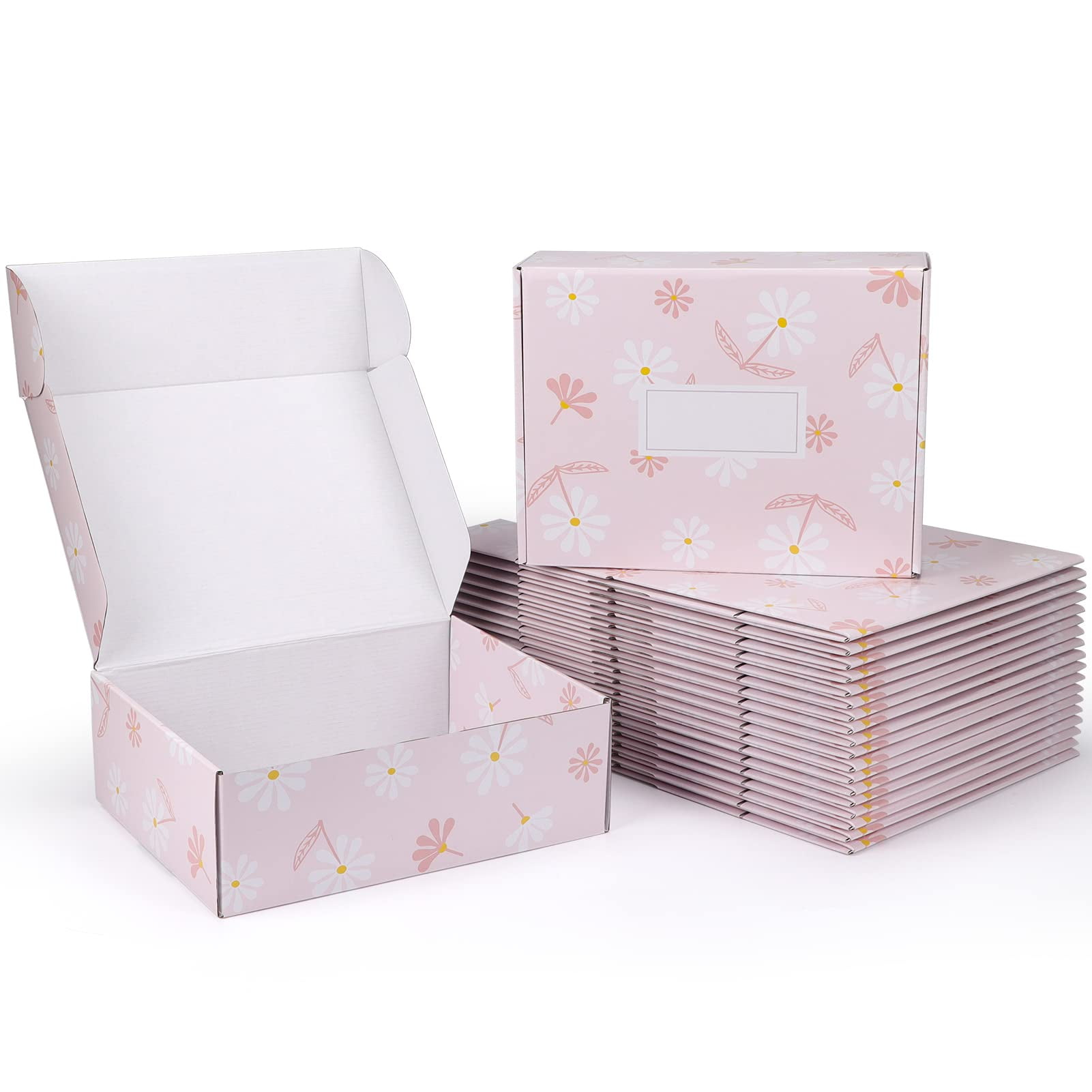 Lyeasw 12x9x4 Pink Shipping Boxes 20 Pack, Floral Gift Wrap Boxes with ...